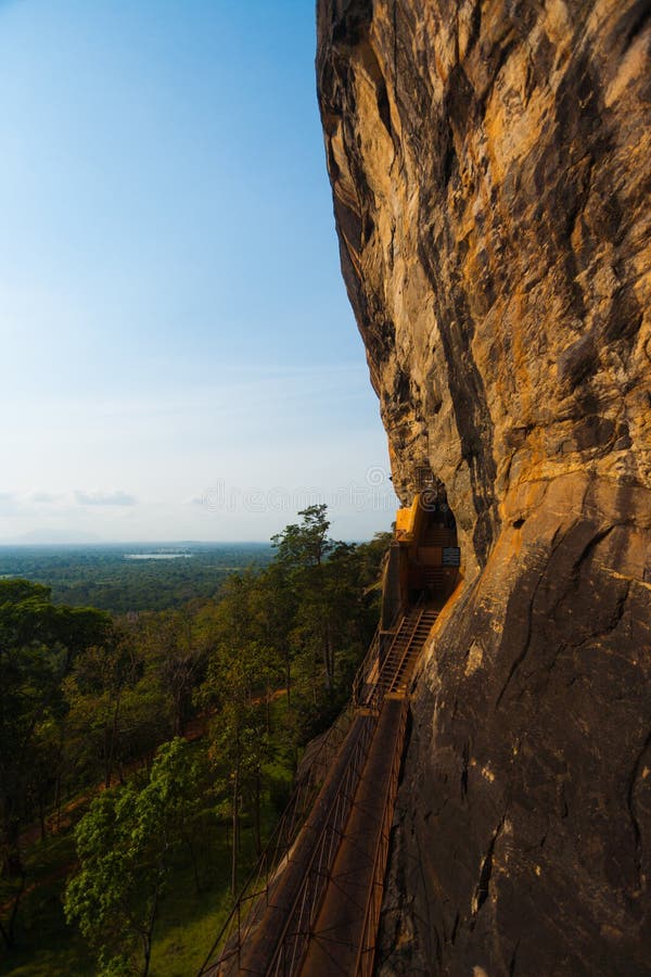 Sigiriya Rock Cliff Face Stairs Exit Landscape Stock Image - Image of ...
