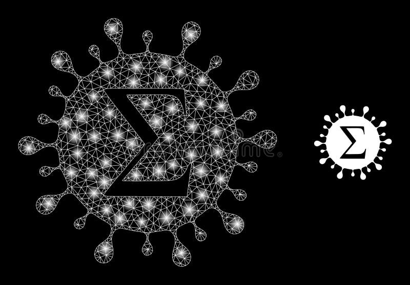 Sigma Coronavirus Icon - Wire Frame Mesh with Glare Dots Stock Vector ...