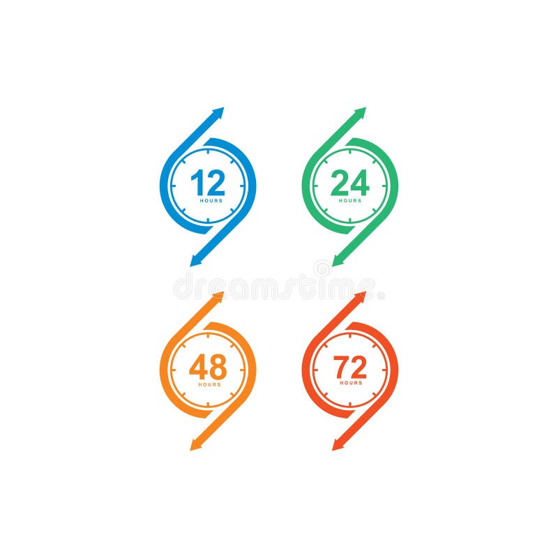 Sign of 12, 24, 48 and 72 Clock Arrow Hours Logo Vector Icon ...