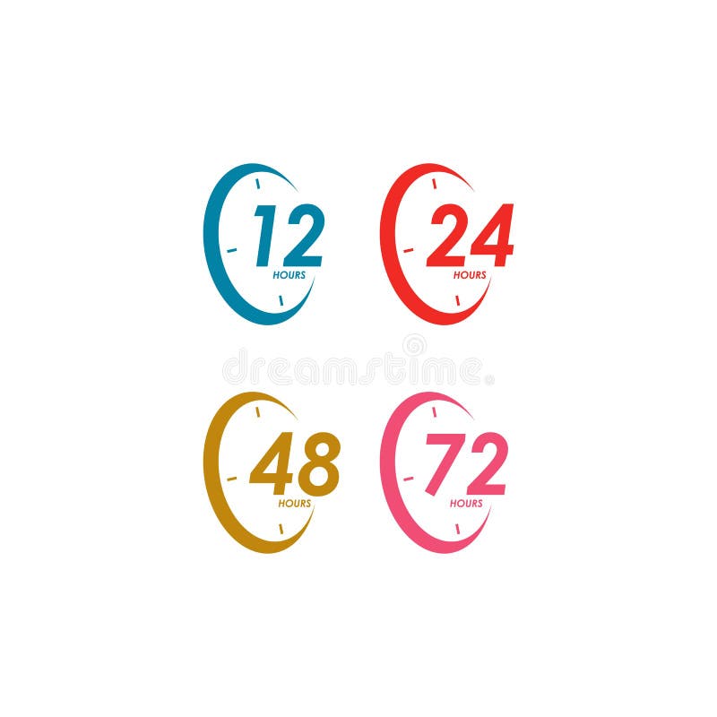 Sign of 12, 24, 48 and 72 Clock Arrow Hours Logo Vector Icon ...