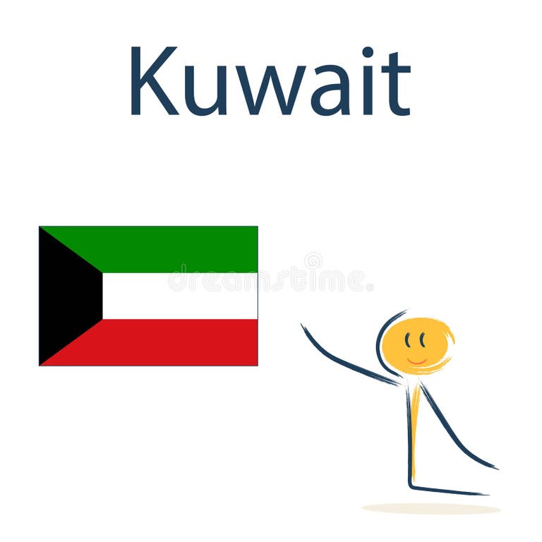 Character with the Flag of Kuwait Stock Vector - Illustration of font ...