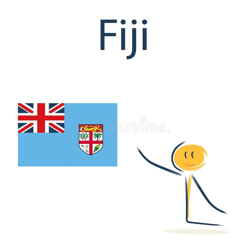 Character with the Flag of Fiji Stock Vector - Illustration of label ...