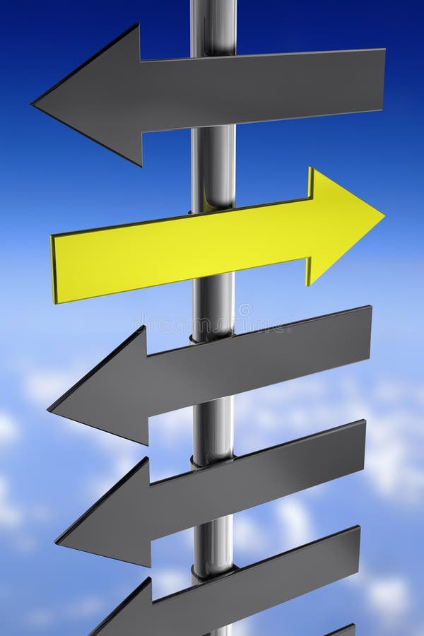 Multiple Directions Signs on Blue Sky Stock Illustration - Illustration ...