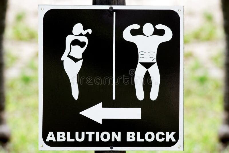 Sign of an ablution block. stock photo. Image of woman - 59917154