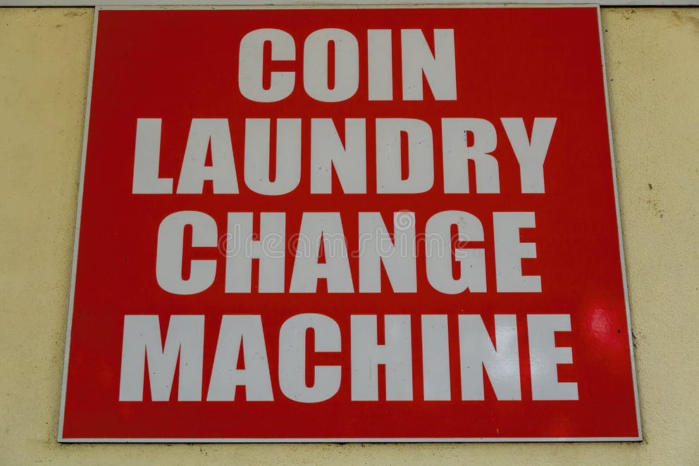 Sign Advertising Coin Laundry Change Machine Stock Image - Image of ...