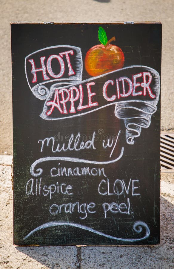 Sign Advertising Hot Apple Cider Stock Photo - Image of message ...