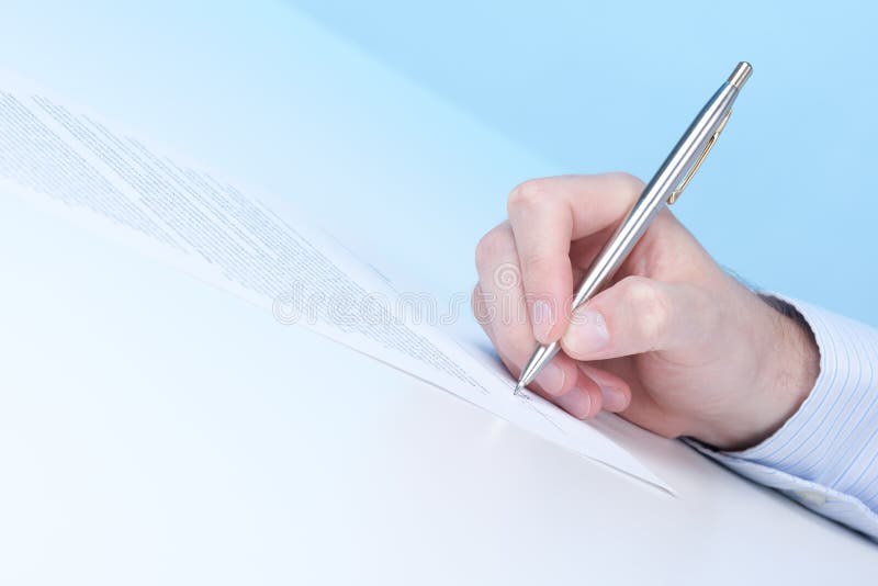 Sign agreement stock image. Image of contract, blue, hand - 19586465
