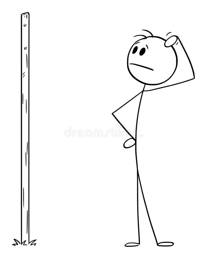 Sign or Arrow is Missing on the Pole, Vector Cartoon Stick Figure ...