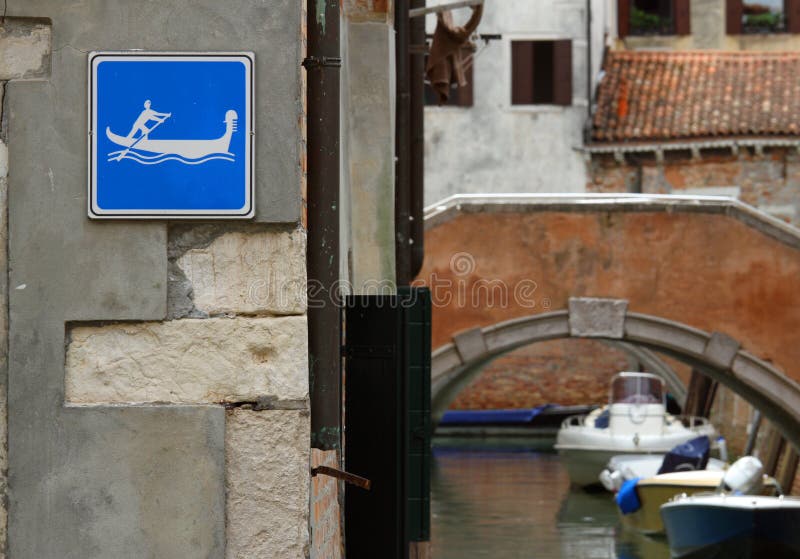 Sign of Attention To Gondolas on the Canal in Venice Stock Image ...