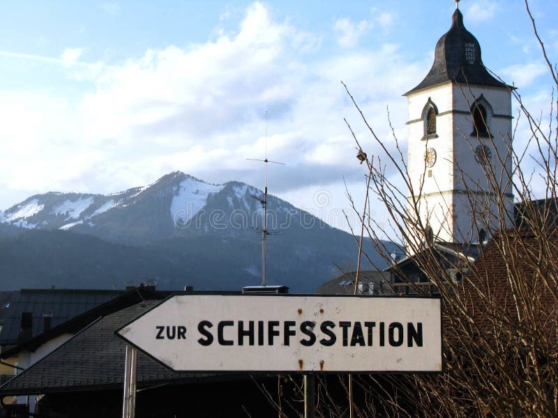 Sign for Austrian Station stock image. Image of clouds - 79277167