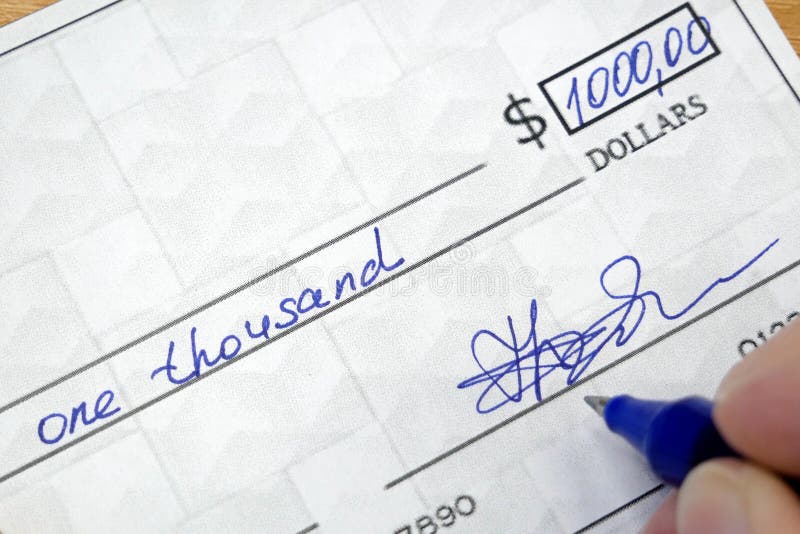 Sign a Bank Check, Blank Bank Cheque, Prepare Writing a Check, Closeup ...