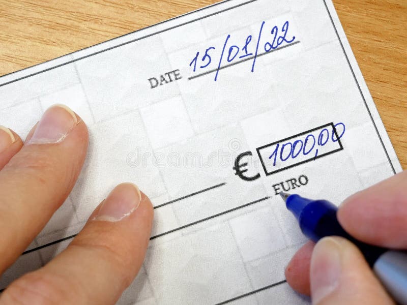 Sign a Bank Check, Blank Bank Cheque, Prepare Writing a Check, Closeup ...