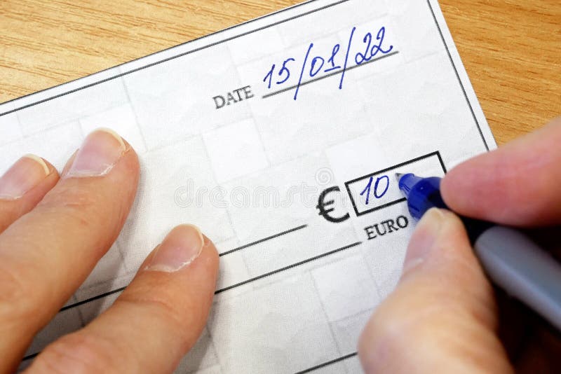 Sign a Bank Check, Blank Bank Cheque, Prepare Writing a Check, Closeup ...