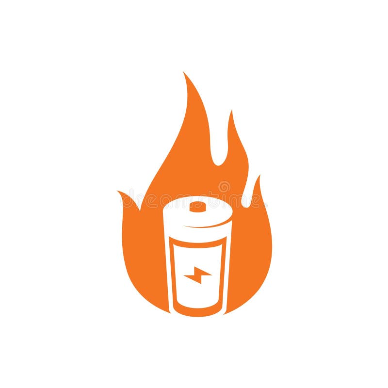 Sign of Battery on Fire Logo Vector Icon Illustration Stock Vector ...