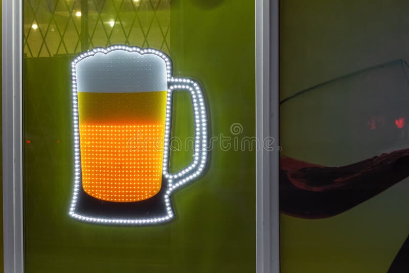 Sign Beer Mug Animation. Pub Advertisement Stock Image - Image of ...