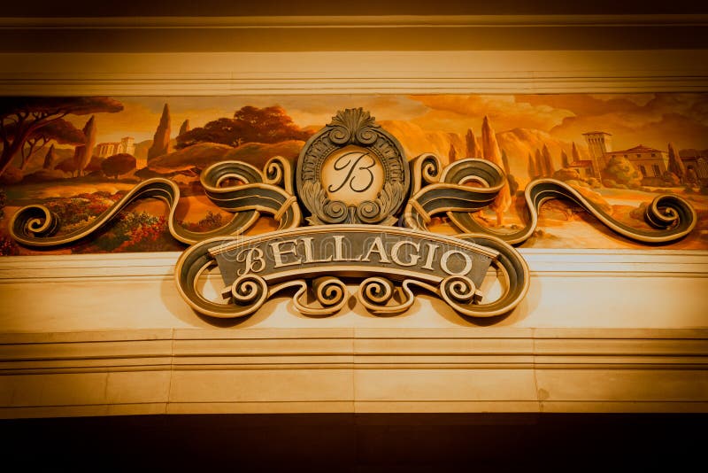 Sign of the Bellagio in Las Vegas Editorial Stock Photo - Image of ...