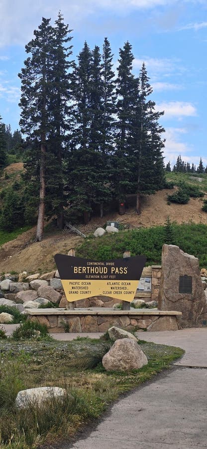A Sign for the Berthoud Pass in the Continental Divide in the Mountains ...