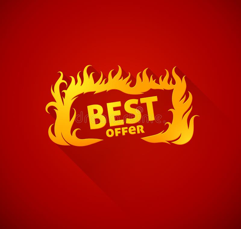 Sign Best Offer with Burning Fire Silhouette Stock Illustration ...