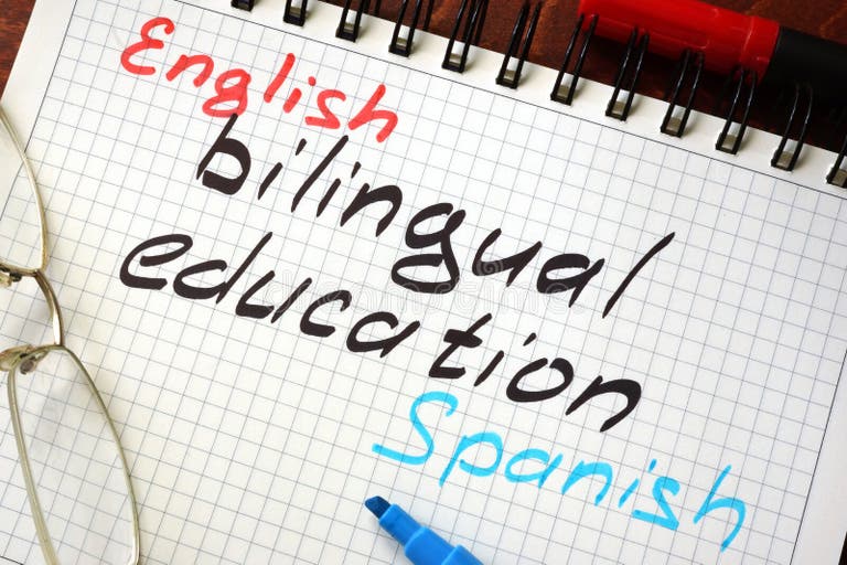 Sign Bilingual Education Written in a Notepad Stock Photo - Image of ...
