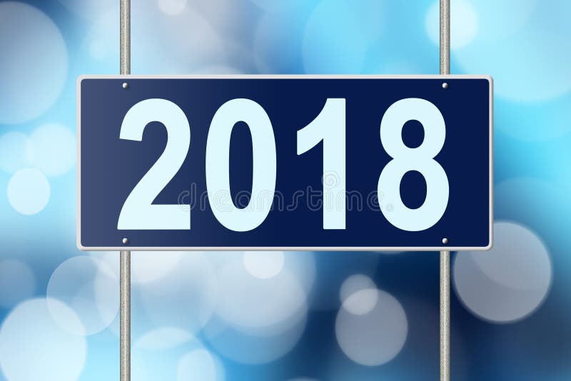 Sign 2018 on a Blurred Background. Collage Stock Photo - Image of merry ...