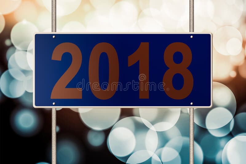 Sign 2018 on a Blurred Background. Collage Stock Photo - Image of magic ...