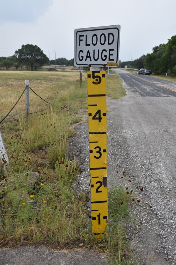 Flood Gauge Marker Sign Post in Inundation Zone Stock Image - Image of ...