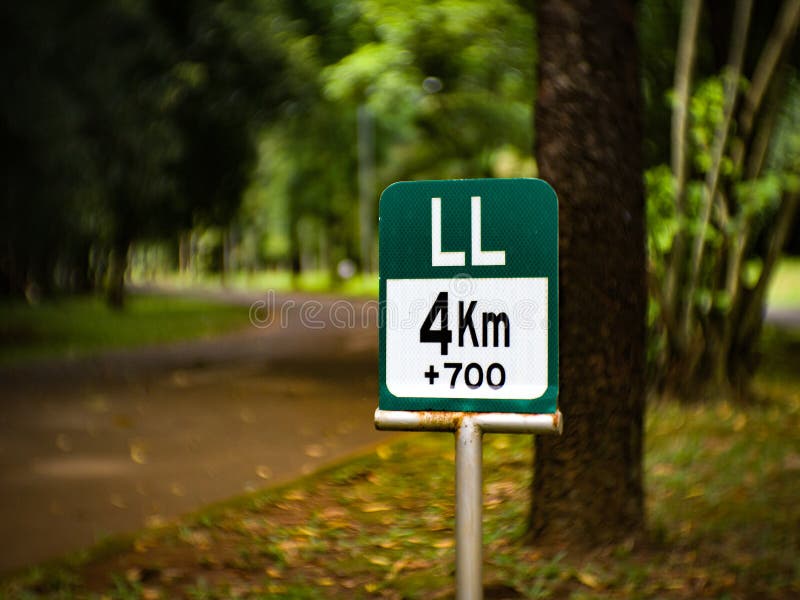 Sign Board of 4 Kilometers Length Stock Photo - Image of forest, nature ...