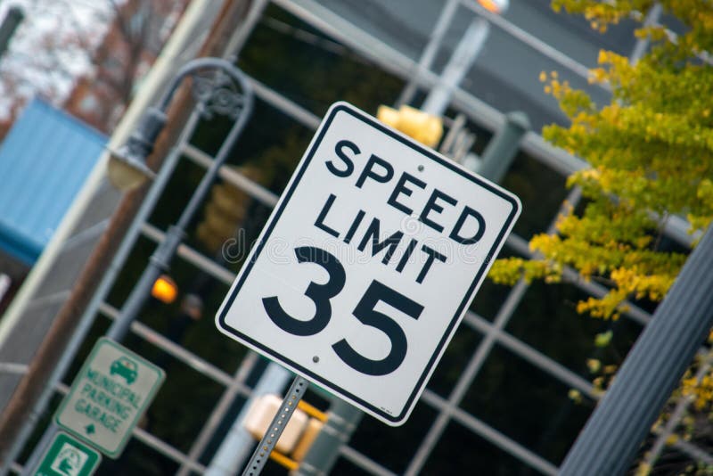Sign board speed limit 35 stock image. Image of limit - 267337453