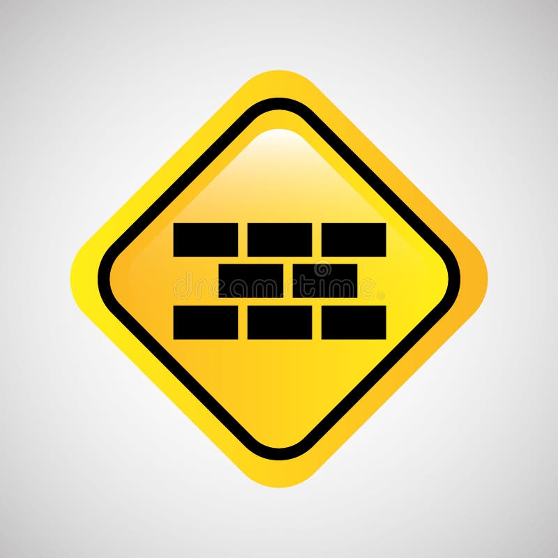 Sign Bricks Construction Yellow Icon Stock Illustration - Illustration ...