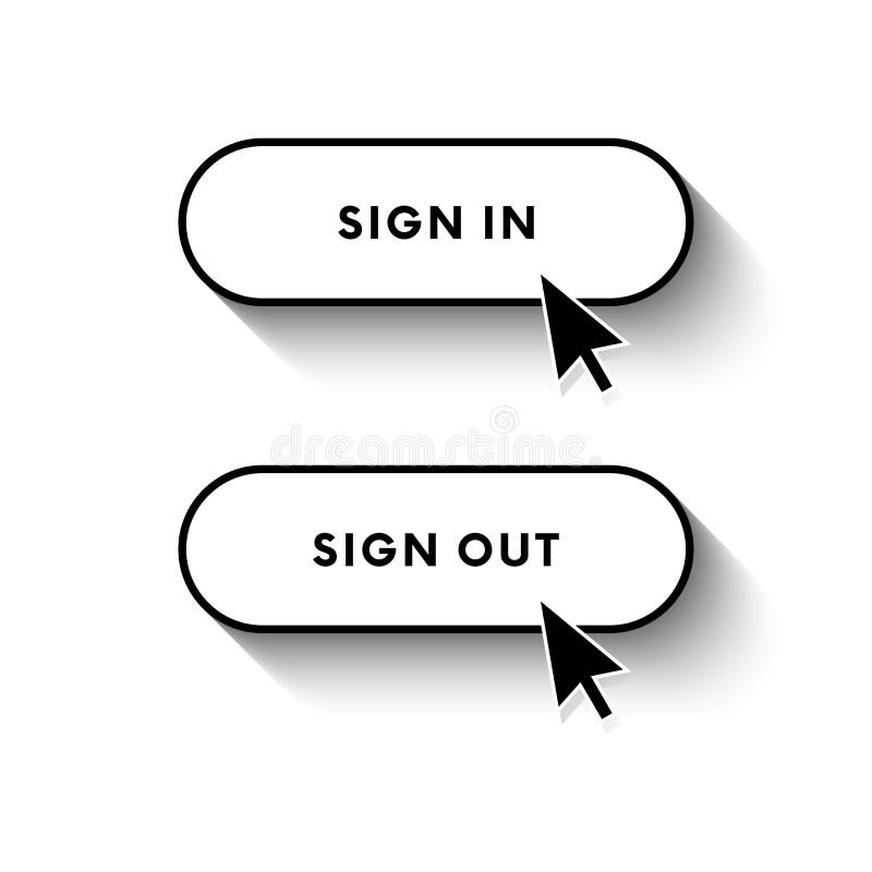 Sign in Button. Sign Out Button. Long Shadow. Vector Illustration ...