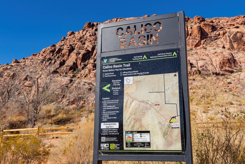 Sign of the Calico Basin Trail Editorial Image - Image of county ...