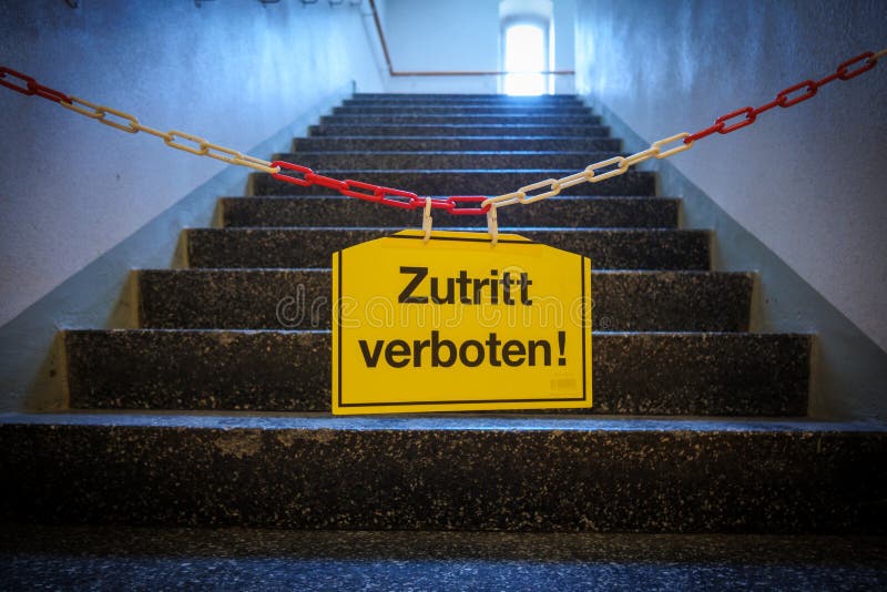 Sign on a Chain in Front of a Staircase Says No Entry Stock Image ...