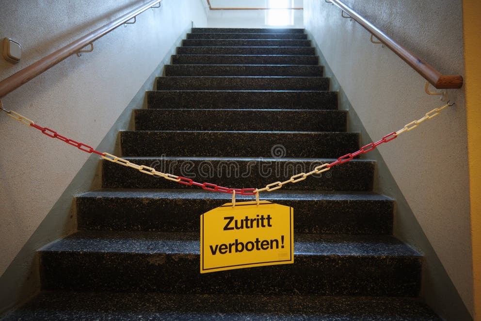 Sign on a Chain in Front of a Staircase Says No Entry Stock Photo ...
