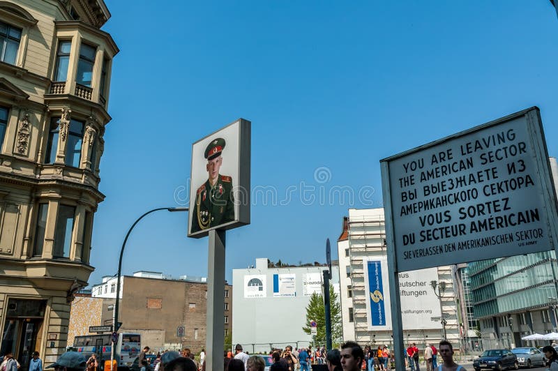 Sign at Checkpoint Charlie editorial image. Image of russian - 49069690