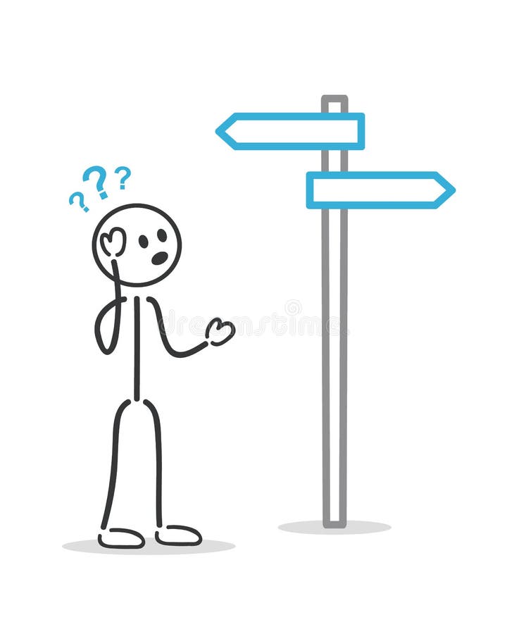 Sign Choice Right Way Stick Man Cartoon Figure Stock Vector ...