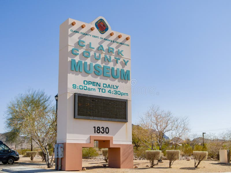 Sign of the Clark County Museum Editorial Photography - Image of blue ...
