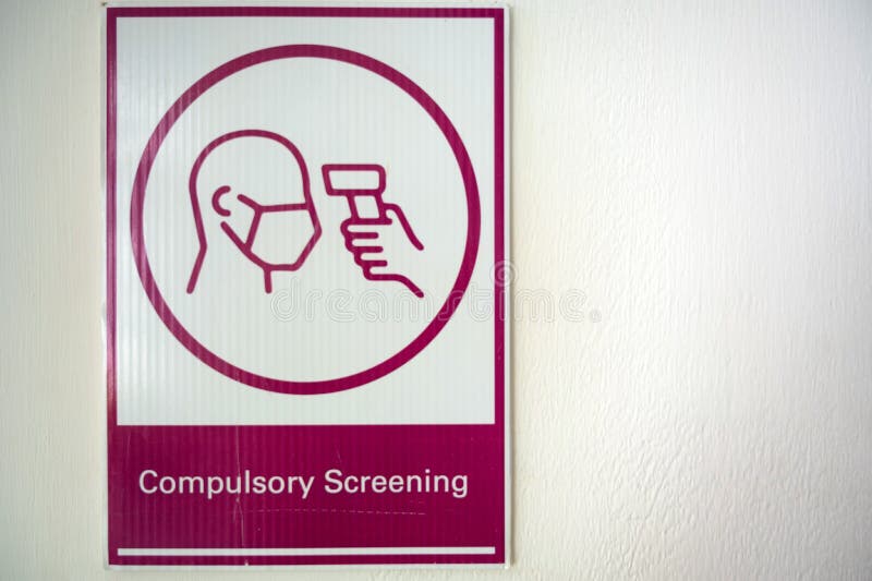 Sign Compulsory Screening, Close-up Photo. a Sign for Safety. Stock ...