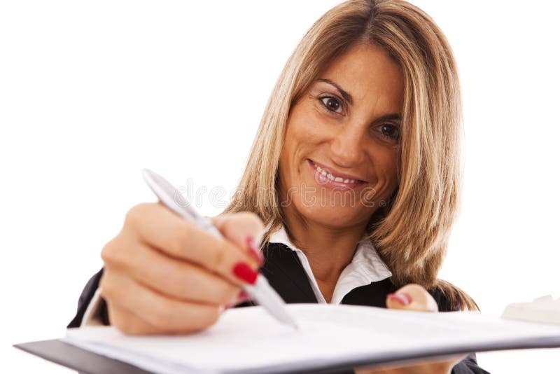 Sign the contract, please stock photo. Image of occupation - 12899950