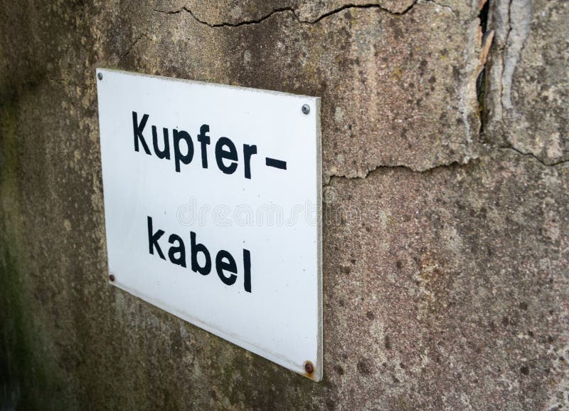 Sign for Copper Cables in the Recycling Center in German Stock Image ...