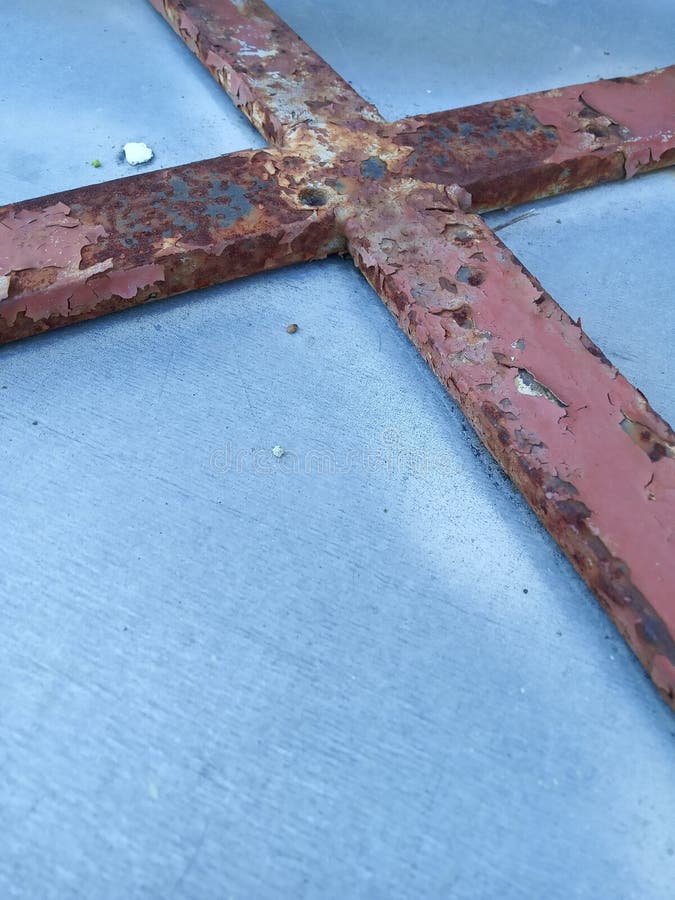 The Sign of the Cross of Old Rusty Metal Bars Stock Photo - Image of ...