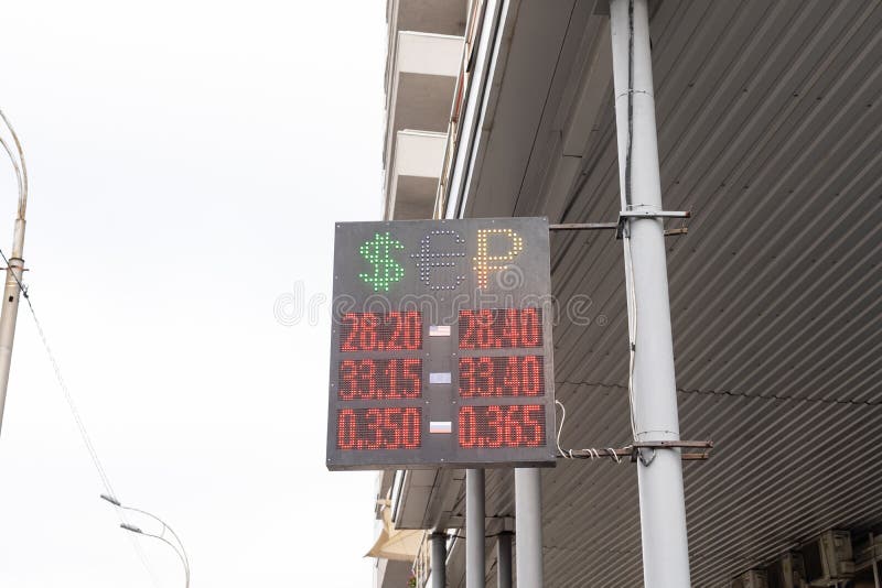 Sign of Currency Exchange Rates, Exchanger Panel Editorial Stock Image ...