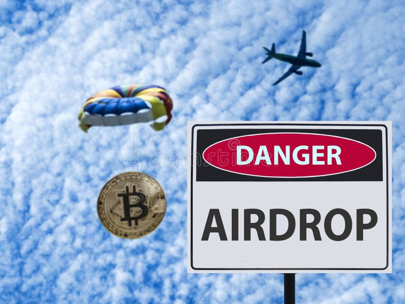 Sign Danger Airdrop and Parachute from the Plane Token. Stock Photo ...