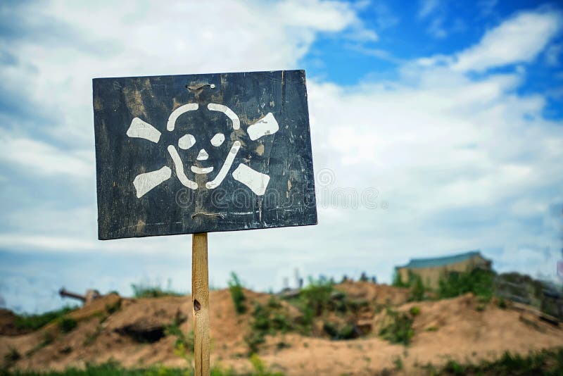 Sign of Danger Announcing about Mined Fields in Eastern Front Stock ...
