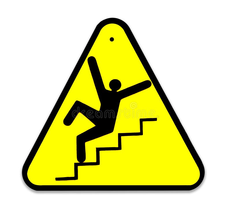 Sign of Danger of Falling Stairs Slip Stock Illustration - Illustration ...
