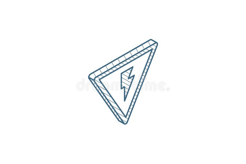 Hazard, Warning, Attention Isometric Icon. 3d Line Art Technical ...