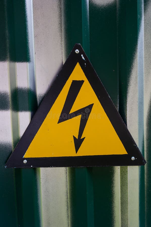 Sign Danger Lightning Green Metallic Background Stock Photos - Free ...