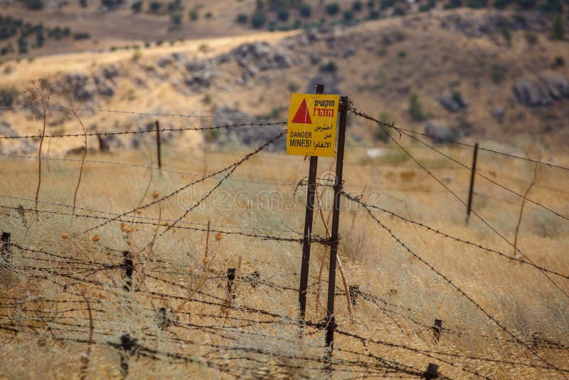 A Sign Danger Mines on Golan Heights Stock Photo - Image of israeli ...