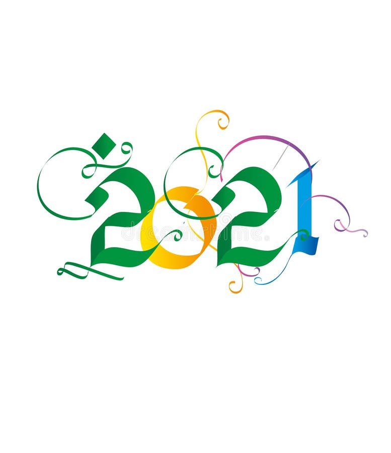 2021sign stock vector. Illustration of green, calligraphy - 203344628