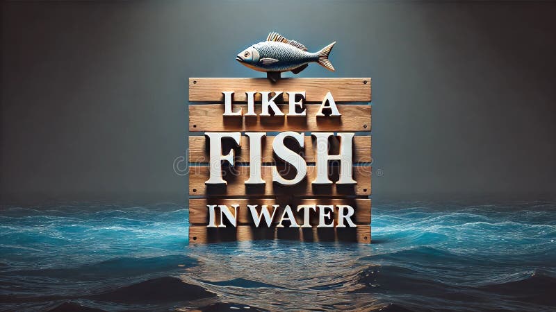 Sign in Deep Ocean Like a Fish in Water with Fish Stock Illustration ...