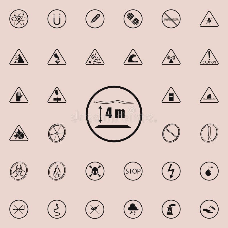 Sign the Depth of the Pool Icon. Warning Signs Icons Universal Set for ...